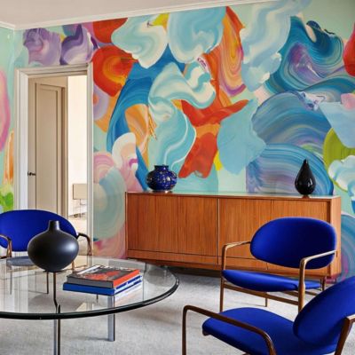 Papier peint panoramique et design d'une oeuvre d'art avec coups de ...