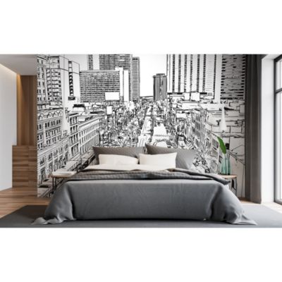 Papier peint panoramique intissé à colorier ville urbaine, 8 lés, L.280 ...
