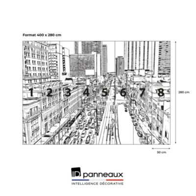 Papier peint panoramique intissé à colorier ville urbaine, 8 lés, L.280 ...