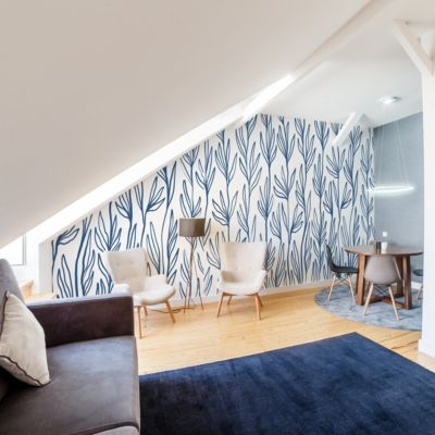 Papier peint panoramique Leaves, Bleu 170 x 250cm