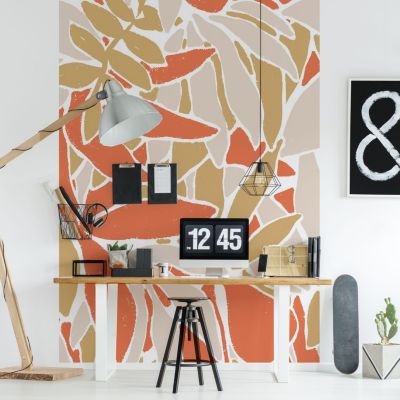 Papier peint panoramique Minimal Jungle Orange 225x250cm | Castorama