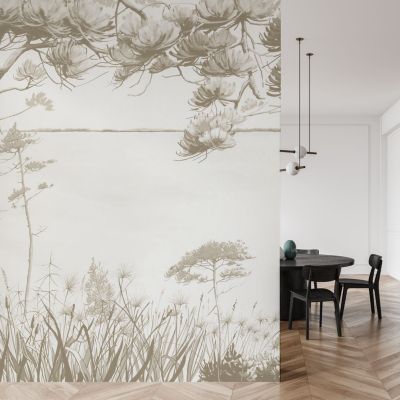 Papier peint panoramique Sur les bords du lac, Beige 450 x 250cm