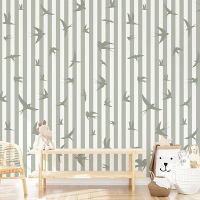 Papier peint raccordable - Envolée - Vert - intissé : 150g/m² - 3 lés : 144x270cm