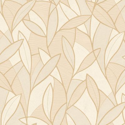 Papier peint vinyle intissé Allure Lutece mat et satiné feuilles jaune ...