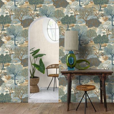 Papier peint vinyle intissé Allure Lutece mat et satiné fôret, arbre ...