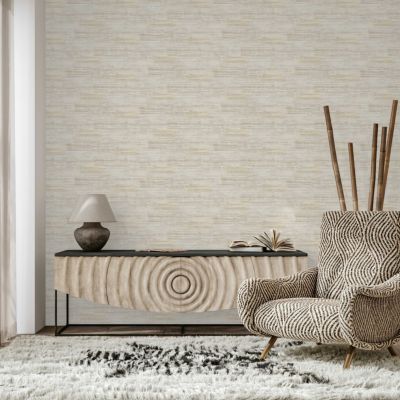 Papier peint vinyle intissé beige L.1005 x l.53cm, Lutèce Sillon aqua
