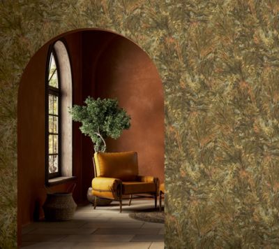 Papier peint vinyle intissé Bensimon palmier marron terracotta L.1005 x ...