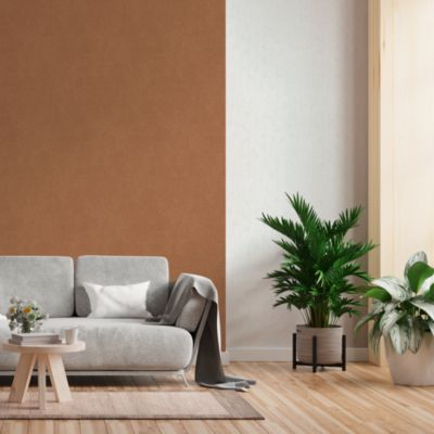 Papier peint vinyle intissé uni aspect tissu terracotta L.1005 x l.53cm ...