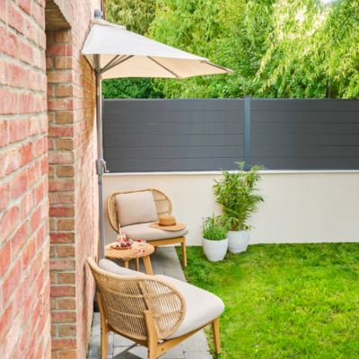 Parasol centré inclinable en D ouverture manivelle toile Moon beam ...