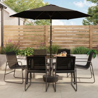 Parasol centré inclinable en rond ouverture manivelle toile anthracite ...