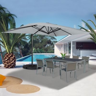 Parasol déporté inclinable rotatif 360 CALVI gris clair 3x4 M avec 4 ...