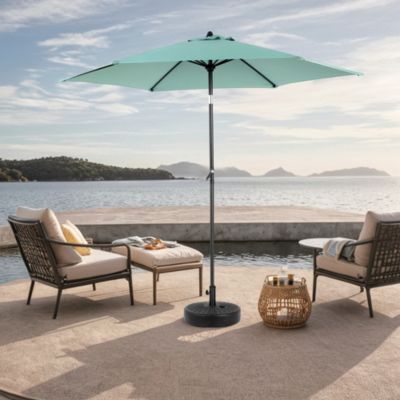 Parasol double face 274 cm en acier vert clair avec manivelle