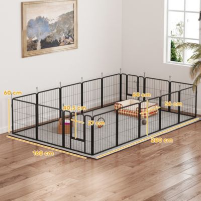 Parc enclos chien 16 panneaux modulables pliable porte verrouillable ...