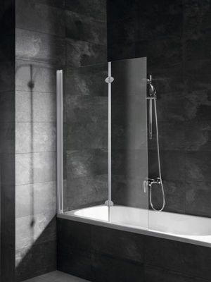 Pare-baignoire rabattable avec 2 volets, 104 x 130 cm, verre ...
