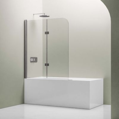 Paroi de baignoire verre 6mm Vitre Parre baignoire, NT209, 120cm x 140cm, Chrome | Castorama