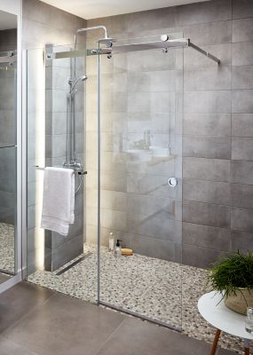 Paroi de douche à l'italienne coulissante GoodHome Naya transparent 140 cm | Castorama