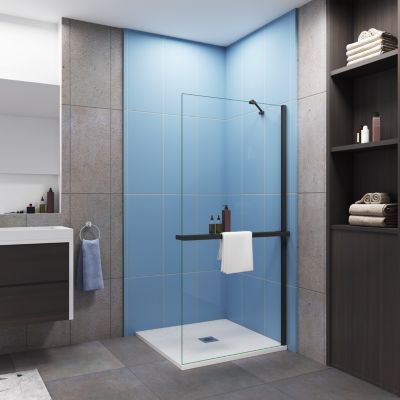Paroi de douche fixe 90x200 cm - verre 8 mm anticalcaire - Noir mat ...