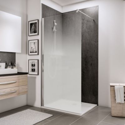 Paroi de douche fixe à l'italienne l.140xH.200cm, Walk In, verre brume ...