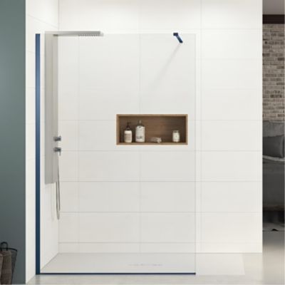 Paroi de douche fixe Kinedo EKINOX Solo L1,00m H2,07 m bleu kobalt ...