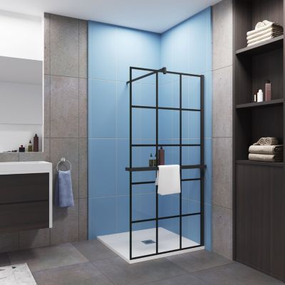 Paroi de douche italienne noir 80x200 cm verre coloré 8mm anticalcaire ...