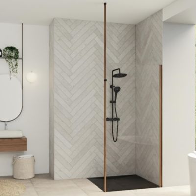 Paroi de douche kinedo Smart Design Solo Nordic 110 chêne naturel verre ...