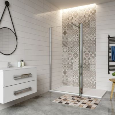 Paroi de douche à l'italienne fixe 160x200cm - avec volet pivotante ...