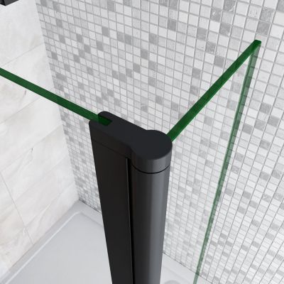 Paroi de douche noir 140 x 200 cm avec volet pivotant à 180 degré ...