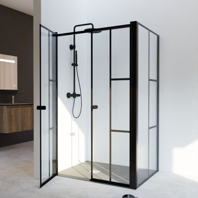 Paroi de douche verrière d'angle pivotante ATELIA double battant 120 cm ...