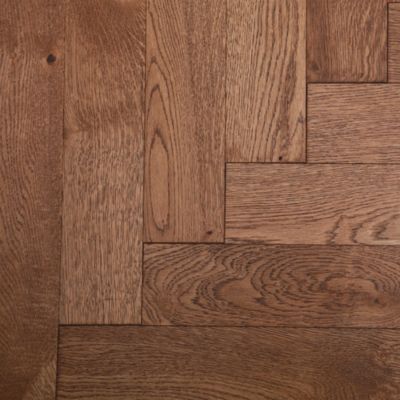Parquet contrecollé clipsable Skara bâtons rompus en chêne huilé brun ...