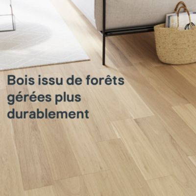 Parquet massif à clipser Lulea M en chêne verni naturel