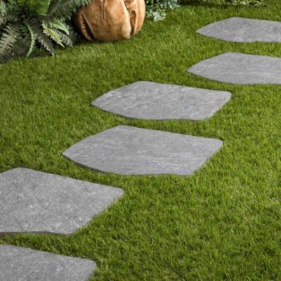 Pas japonais Grès Cérame effet Pierre Grise L.42 x l.36 x Ep.2 cm (Lot de 15) - RO'MA Nature ...