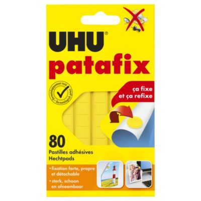 Pastille adhésives UHU Patafix jaune, 80 pièces