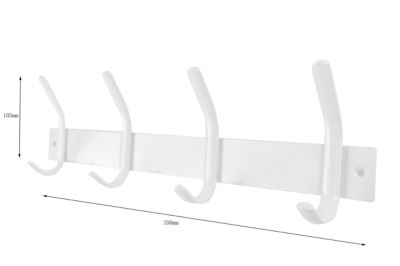 Patère en acier blanc à fixer 4 têtes