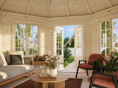 Pavillon de jardin en bois Hanna - PALMAKO- ép.44mm - 14.7 m² ...