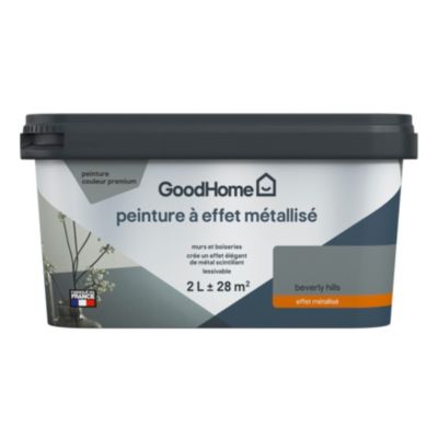 Peinture à effet métallisé GoodHome gris Beverly Hills 2L