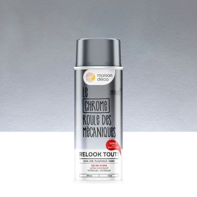 Peinture aérosol Relook tout Maison Déco chrome métallisé gris 400ml