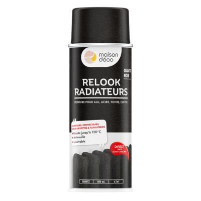 Peinture aérosol Relook tout radiateur quartz noir satin 400ml Maison déco