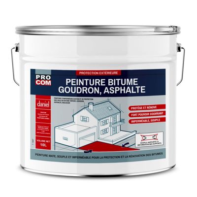 Peinture bitume, résine sol enrobé bitumeux, asphalte, goudron, macadam PROCOM-10 litres-Blanc ...