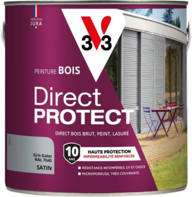 Peinture bois Direct protect V33 gris galet satin RAL 7045 2L