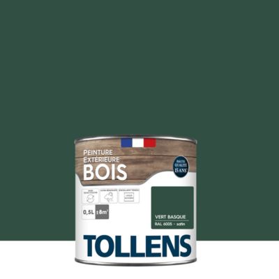 Peinture bois extérieur vert basque RAL 6005 satin Tollens 0.5 L
