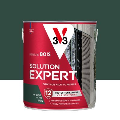 Peinture bois extérieur vert basque RAL 6005 satin V33 Solution Expert ...