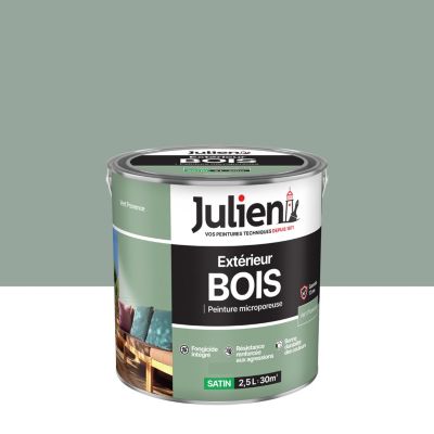 Peinture bois extérieur vert provence satin Julien 2.5 L