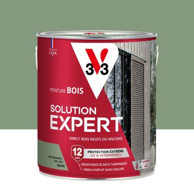 Peinture bois extérieur vert provence satin V33 Solution Expert 2.5 L