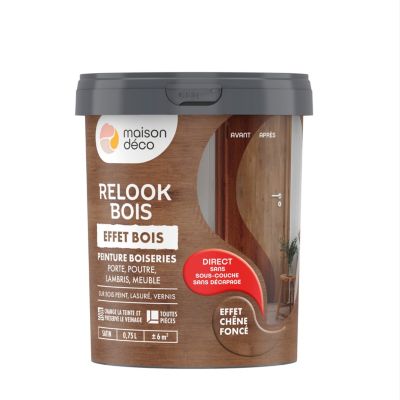 Peinture boiseries Maison Déco Relook bois effet chêne foncé 750ml ...