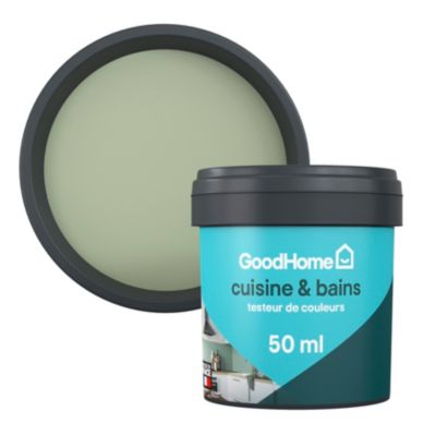 Peinture cuisine et salle de bains GoodHome vert Limerick satin 50ml ...