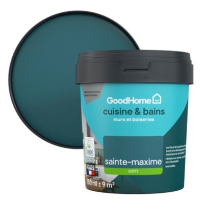 Peinture cuisine et salle de bains GoodHome vert Sainte-Maxime satin ...