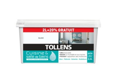 Peinture Cuisine et salle de bains Tollens blanc 2L+20% | Castorama
