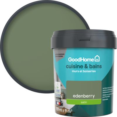 Peinture cuisine et salle de bains vert edenbery satin GoodHome 0.75 L
