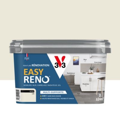 Peinture de rénovation multi-supports V33 Easy Reno beige lin satin 2L