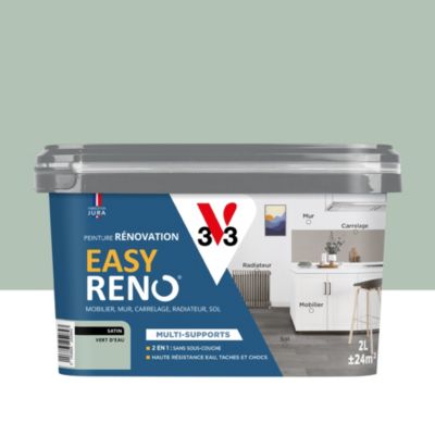 Peinture de rénovation multi-supports V33 Easy Reno vert d'eau satin 2L